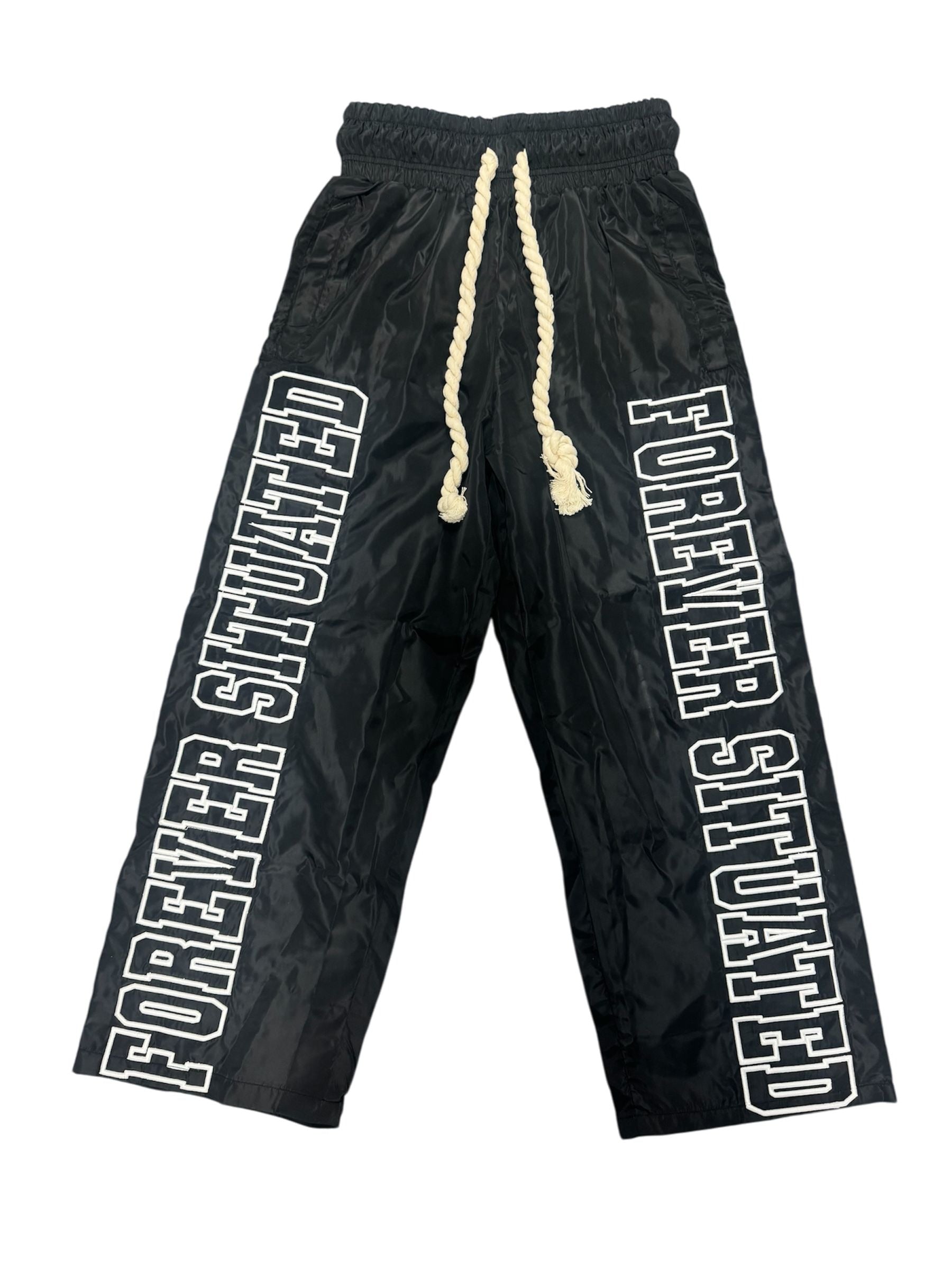 Forever Situated FSNYLONBP-1 Nylon Track Pants S / BLACK Designers Closet